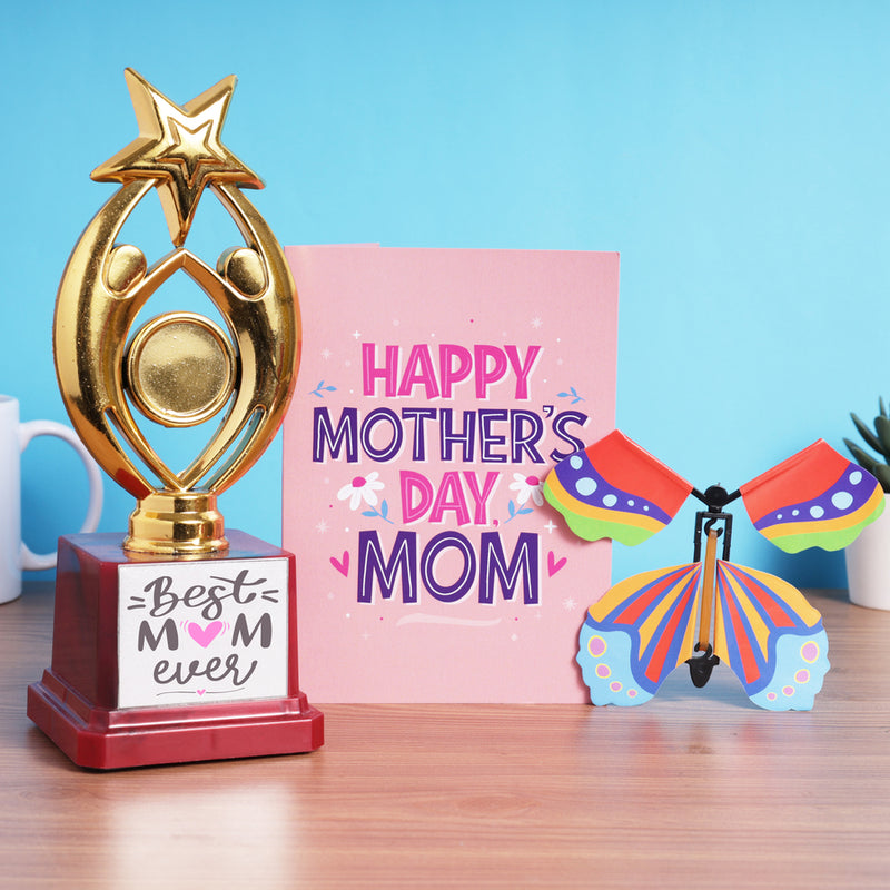 World’s No. 1 Mom Trophy Combo | Unique Gift for Mom by Oye Happy
