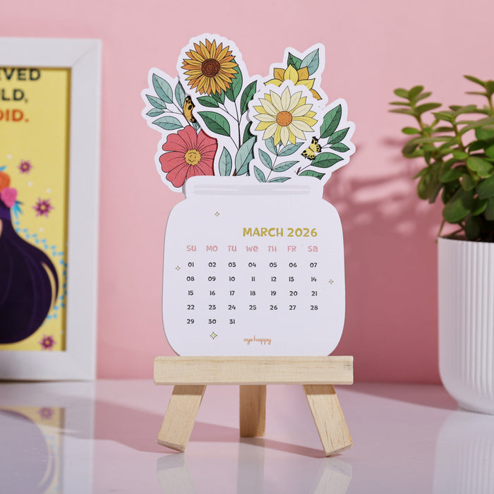 Flower Bouquet Calendar 2026 | Floral Desk Calendar – Oye Happy