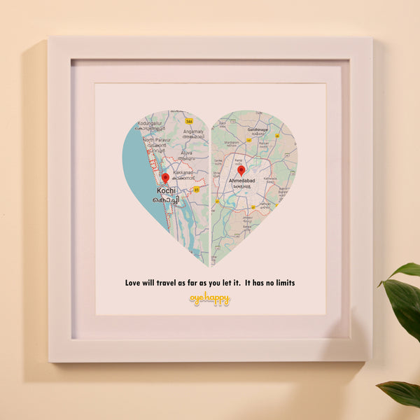 Map Frame - Personalized Heart Shaped Map Online | Oye Happy